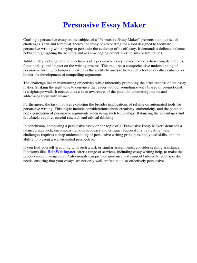 Persuasive Essay Maker | PDF | Educational Assessment | Deforestation