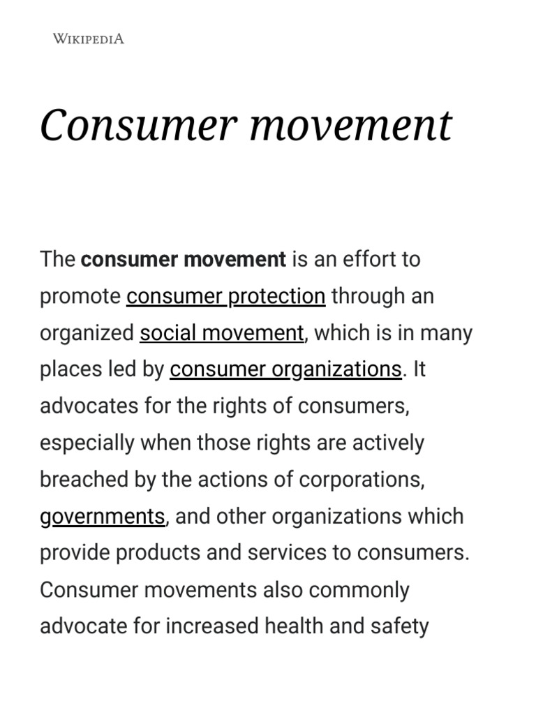 Consumer Movement - Wikipedia | PDF | Economies | Consumers