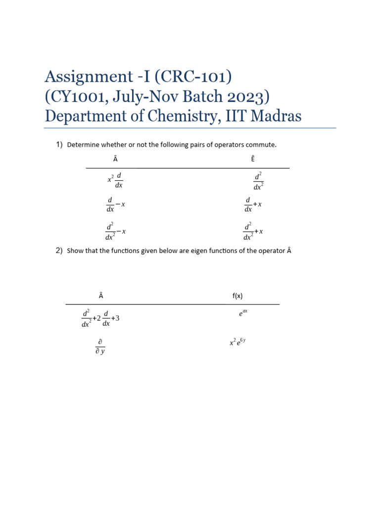 Assignment 1 | PDF | Theoretical Physics | Quantum Mechanics Assignment 1 | PDF | Theoretical Physics | Quantum Mechanics