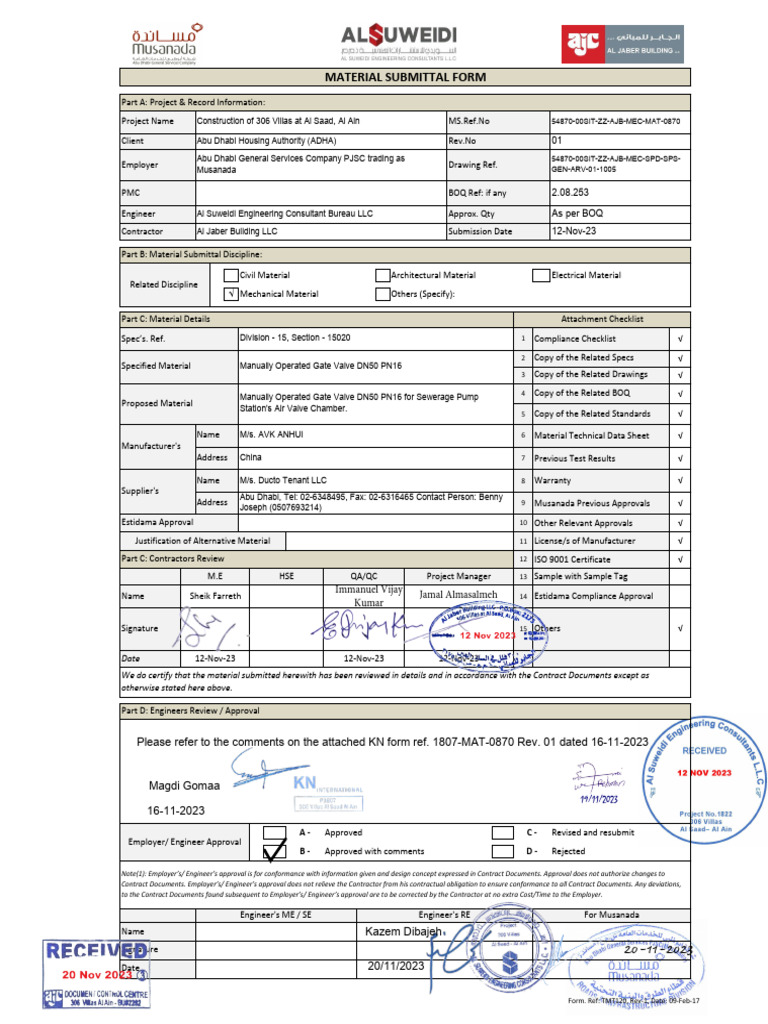 MAT-0870 Rev 01 - Manually Operated Gate Valve DN50 PN16 For Sewerage Pumping Station's | PDF ...