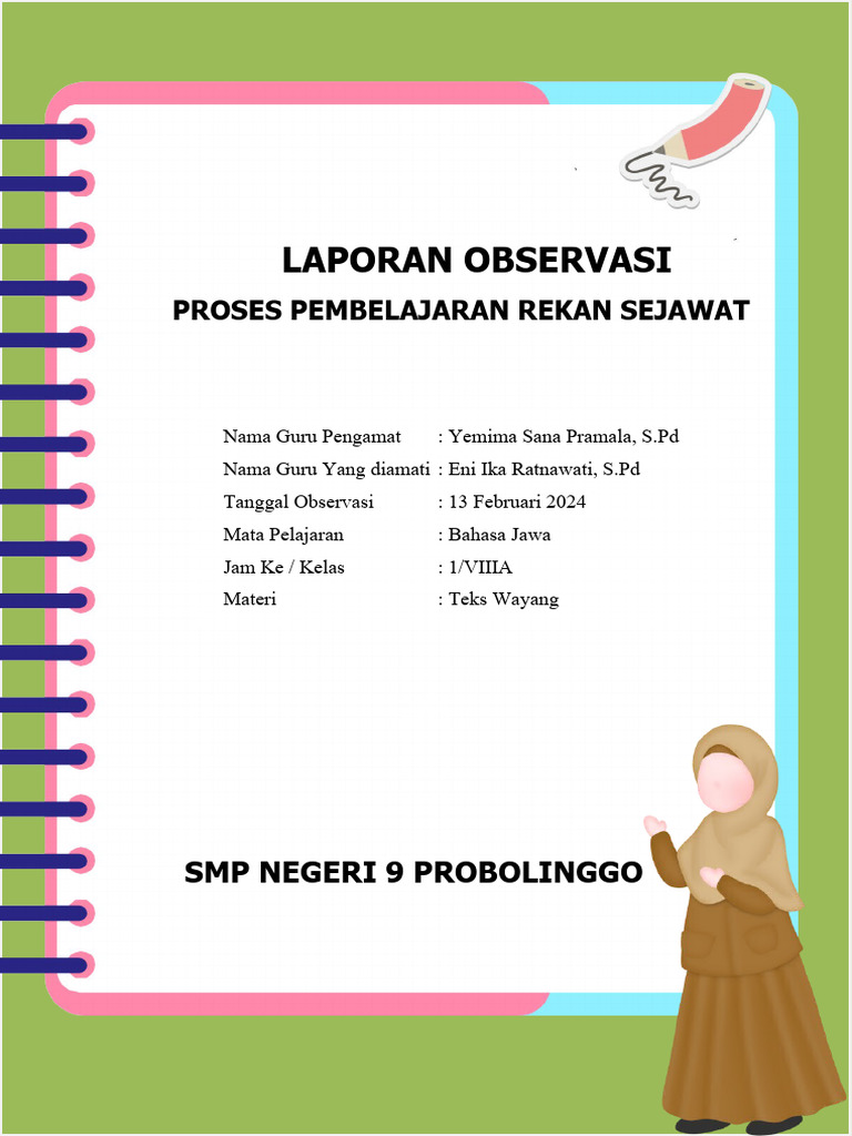 Laporan Observasi Pembelajaran Rekan Sejawat - Ok | PDF Laporan Observasi Pembelajaran Rekan Sejawat - Ok | PDF