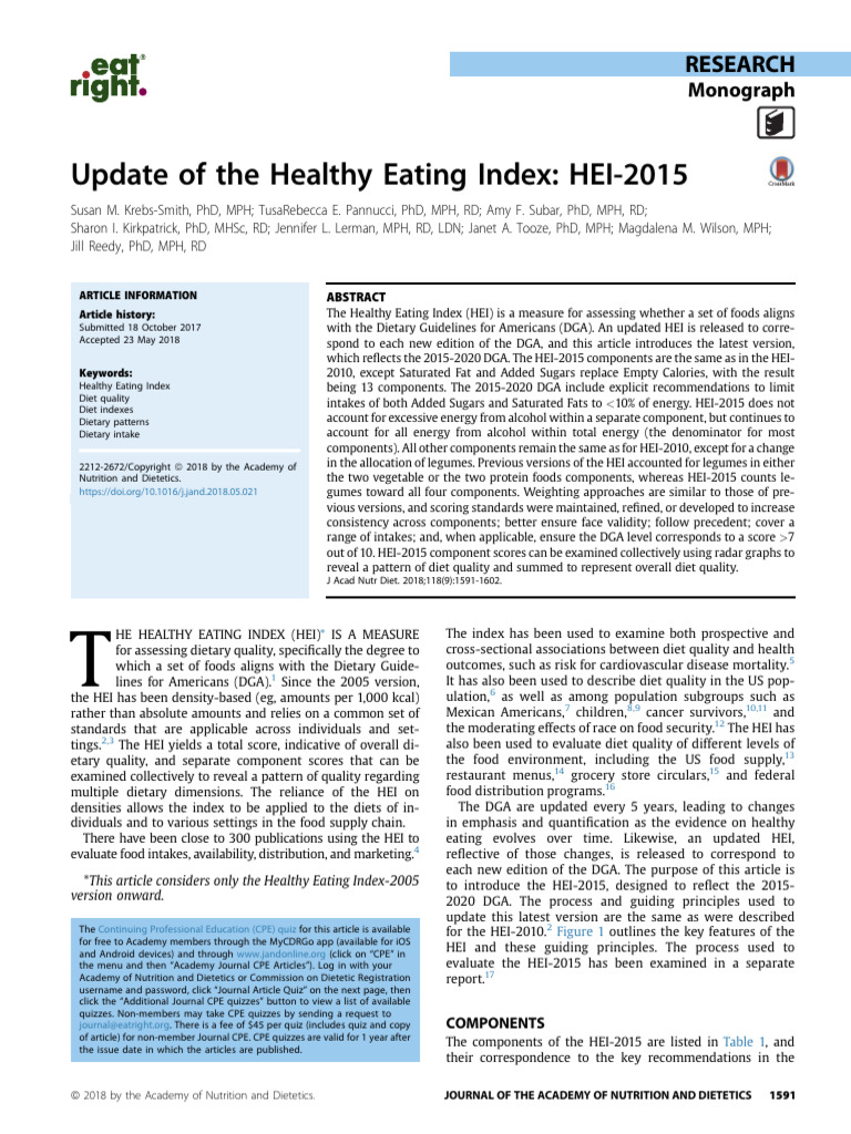 4.1.2 Healthy Eating Index - HEI-2015 | PDF | Healthy Diet | Dieting