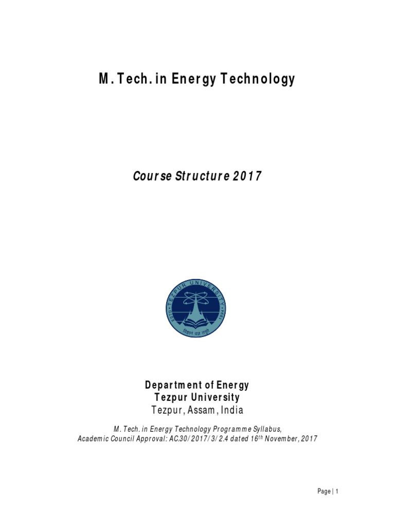 MTech Energy Technology Syllabus 2017 | PDF | Biofuel | Heat Transfer MTech Energy Technology Syllabus 2017 | PDF | Biofuel | Heat Transfer