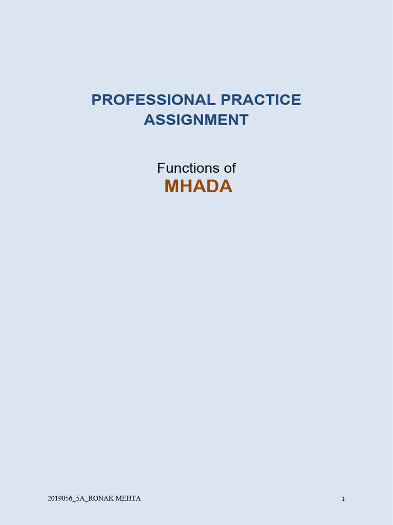 2019018_5A_OMKAR R DEVLEKAR_FUNCTIONS OF MHADA | PDF | Affordable Housing | Infrastructure