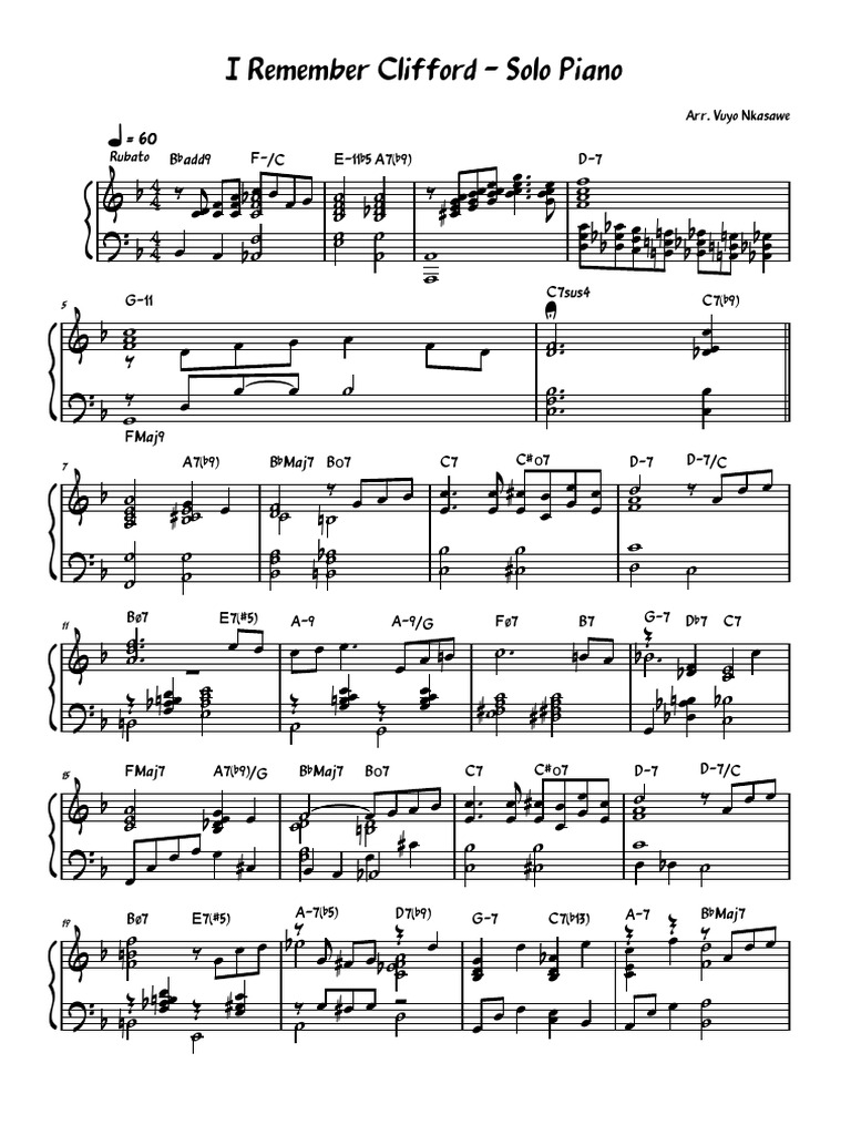 I Remember Clifford - Solo Piano | PDF