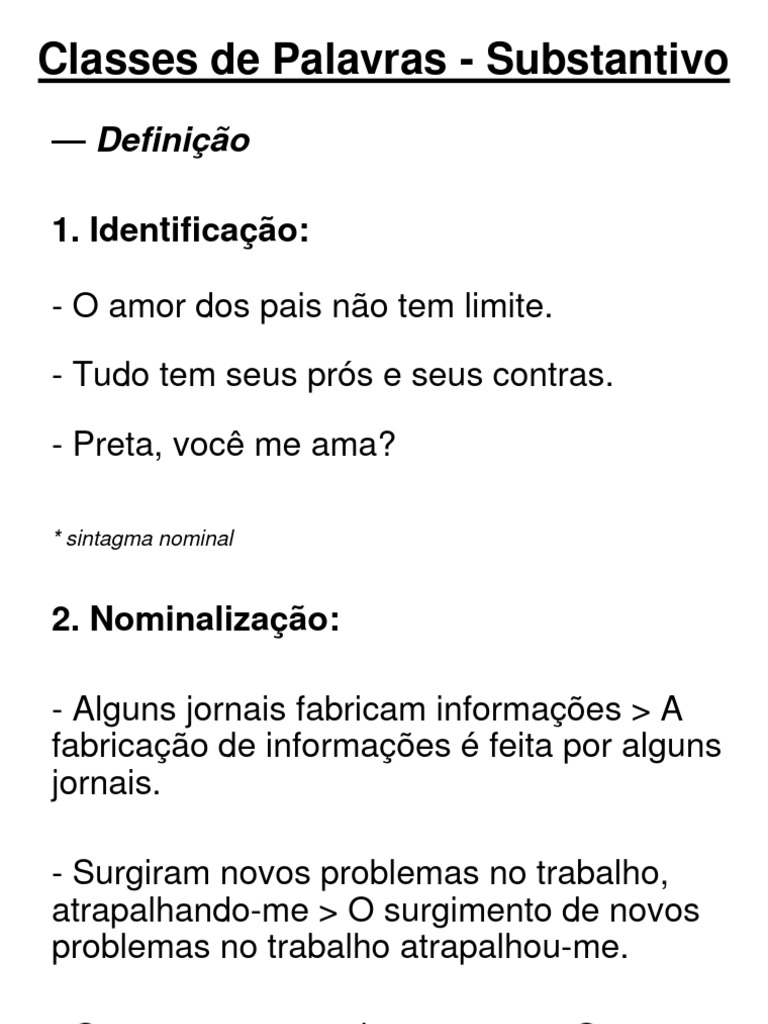 Classes de Palavras: Substantivos Explicados | PDF