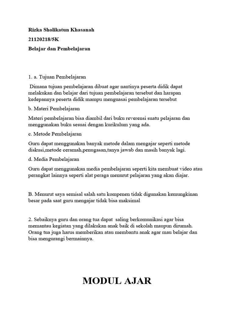 Modul Ajar - Alfina | PDF