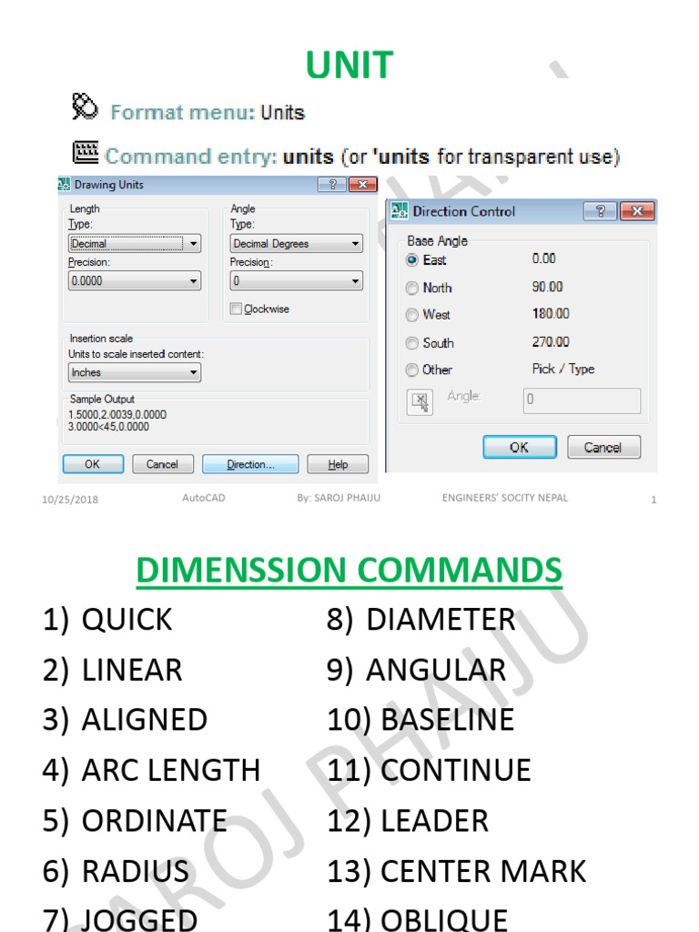 ACAD - Unit & Dimenssion | PDF | Dimension | Elementary Geometry