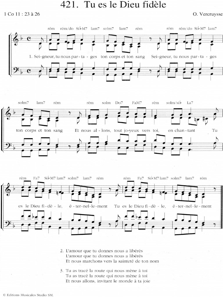 Tu Es Le Dieu Fidele Eternellement-Partition | PDF
