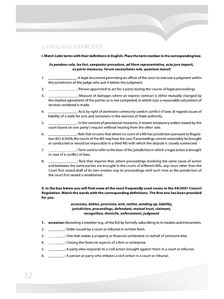 Handbook EU Legal English Exercises | PDF