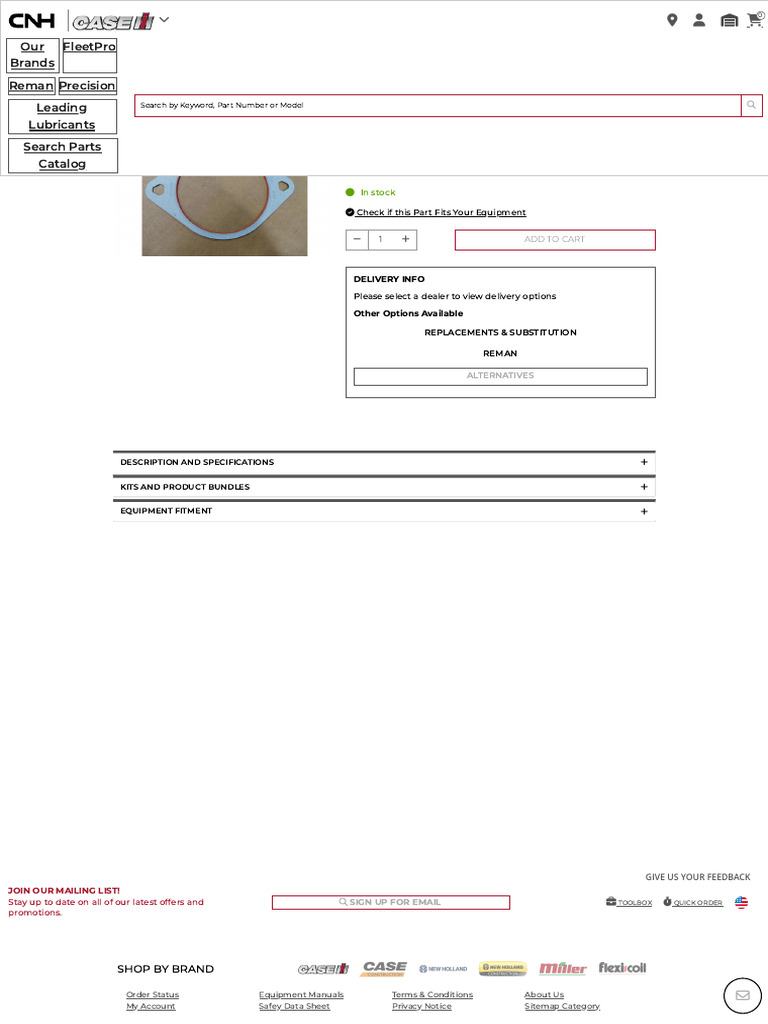 Case IH Hydraulic Fan Gasket J938655 | PDF