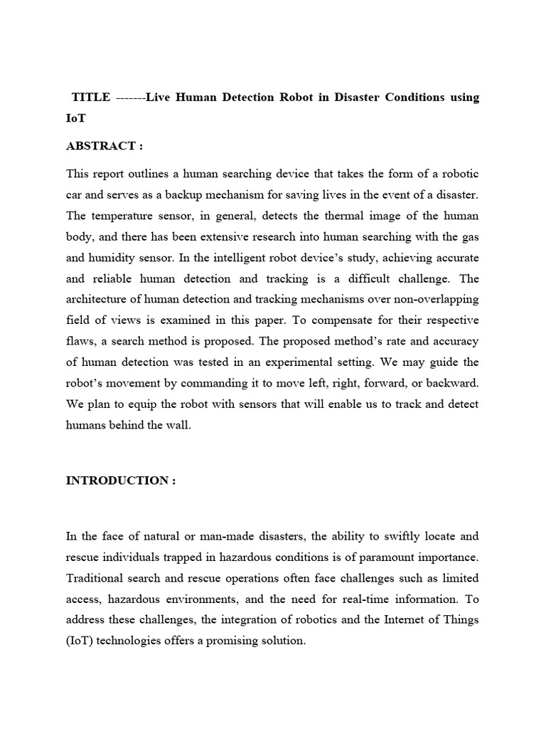 IoT-Based Human Detection Robot for Disasters | PDF | Internet Of ...