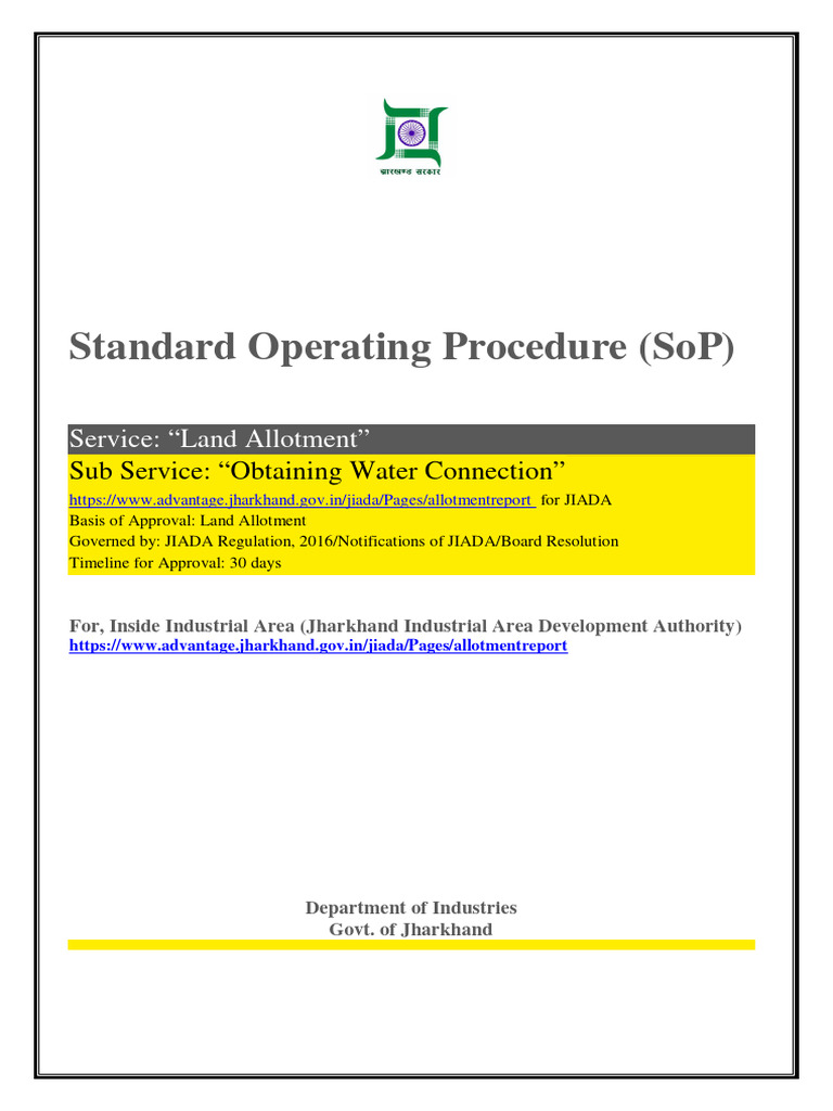 Water Connection SOP for JIADA | PDF | Finance & Money Management | Law