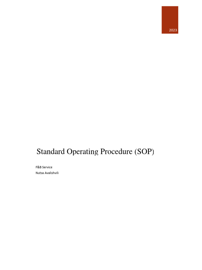 Service SOPs | PDF | Waiting Staff | Food And Drink