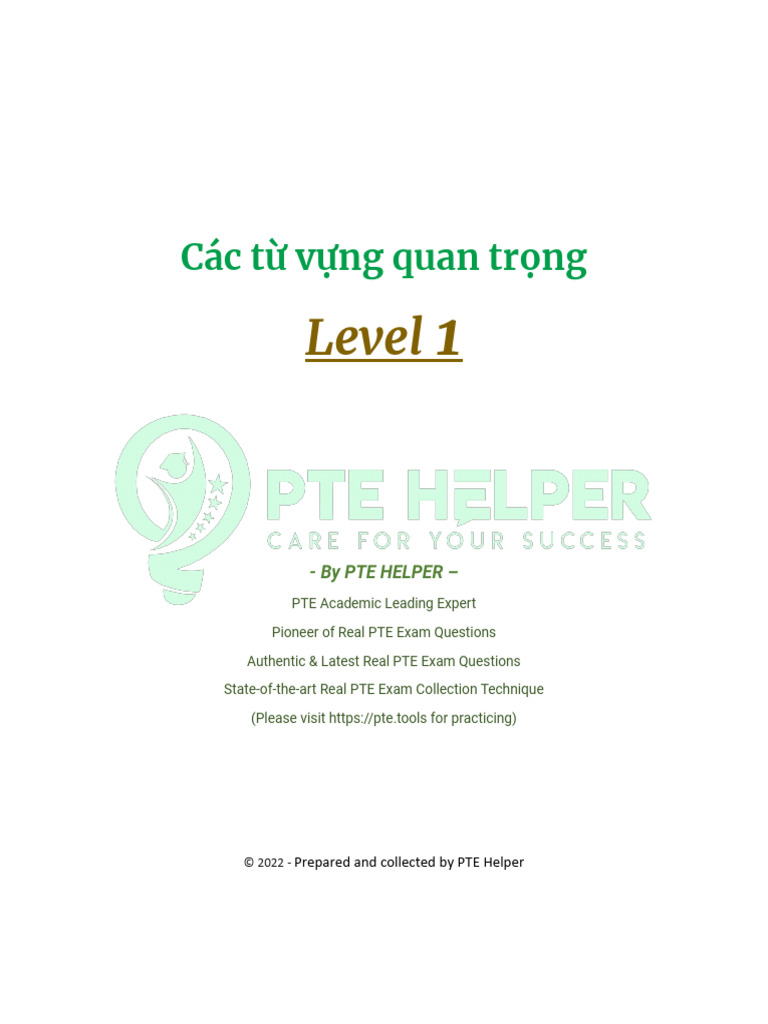 Bảng Từ Vựng Level 1 | PDF