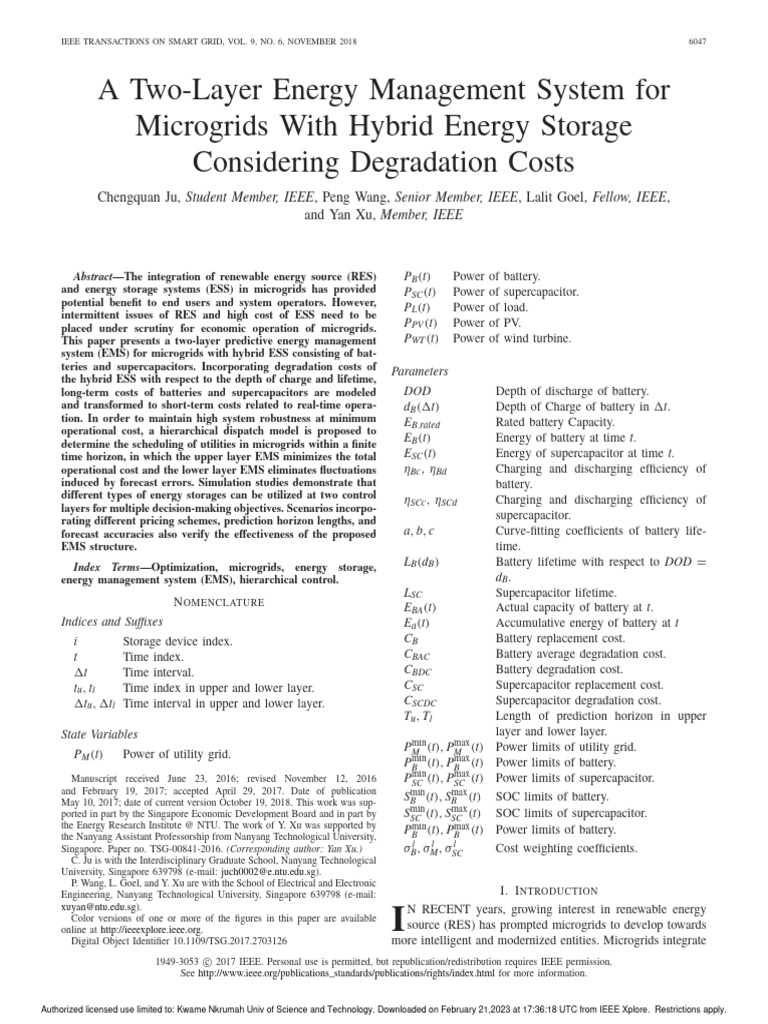 A Two-Layer Energy Management System For Microgrids With Hybrid Energy ...