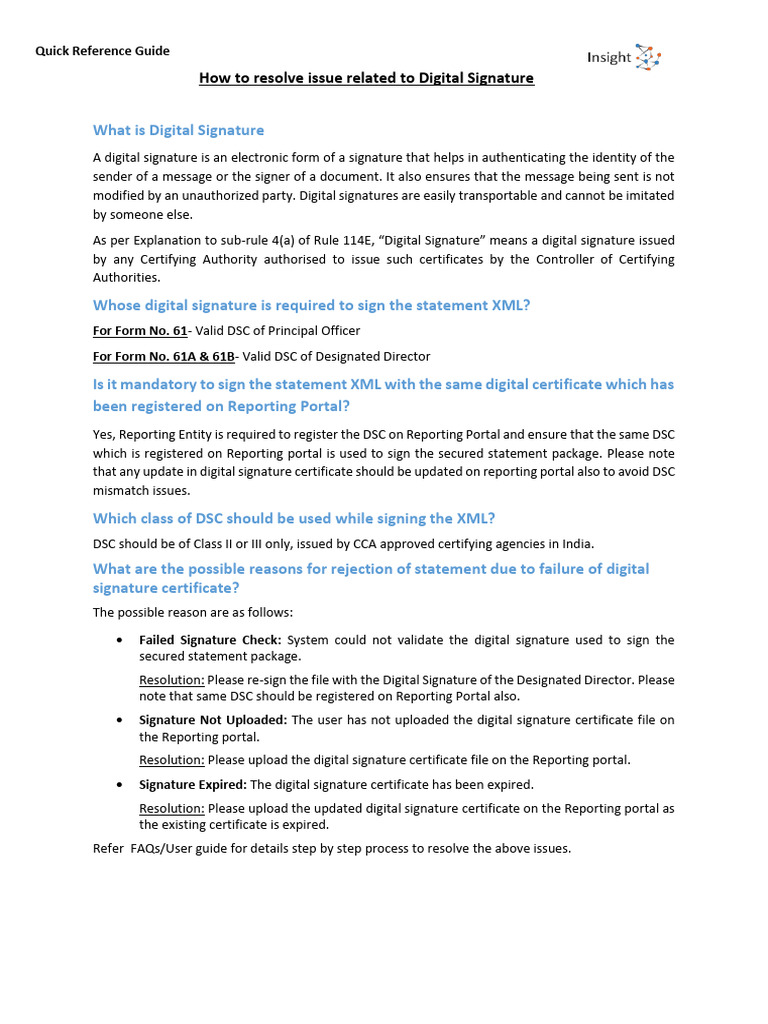 Digital Signature Issue Resolution Guide | PDF | Signature | Authentication