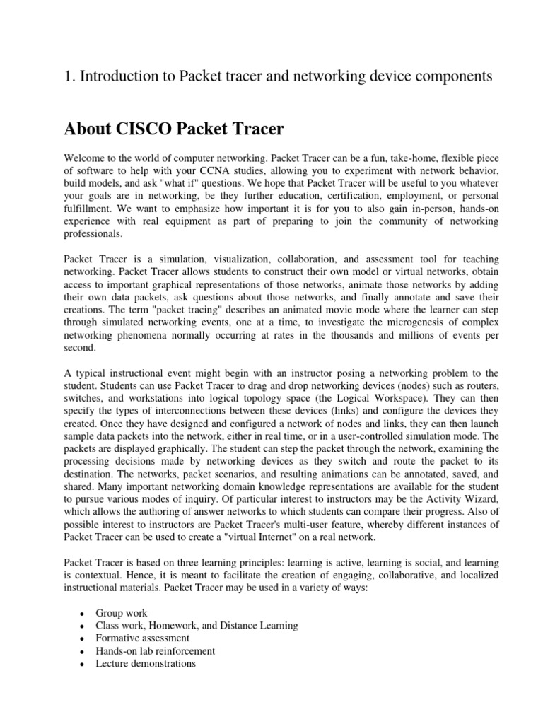 Packet Tracer Introduction Pdf Computer Network Network Switch 5394