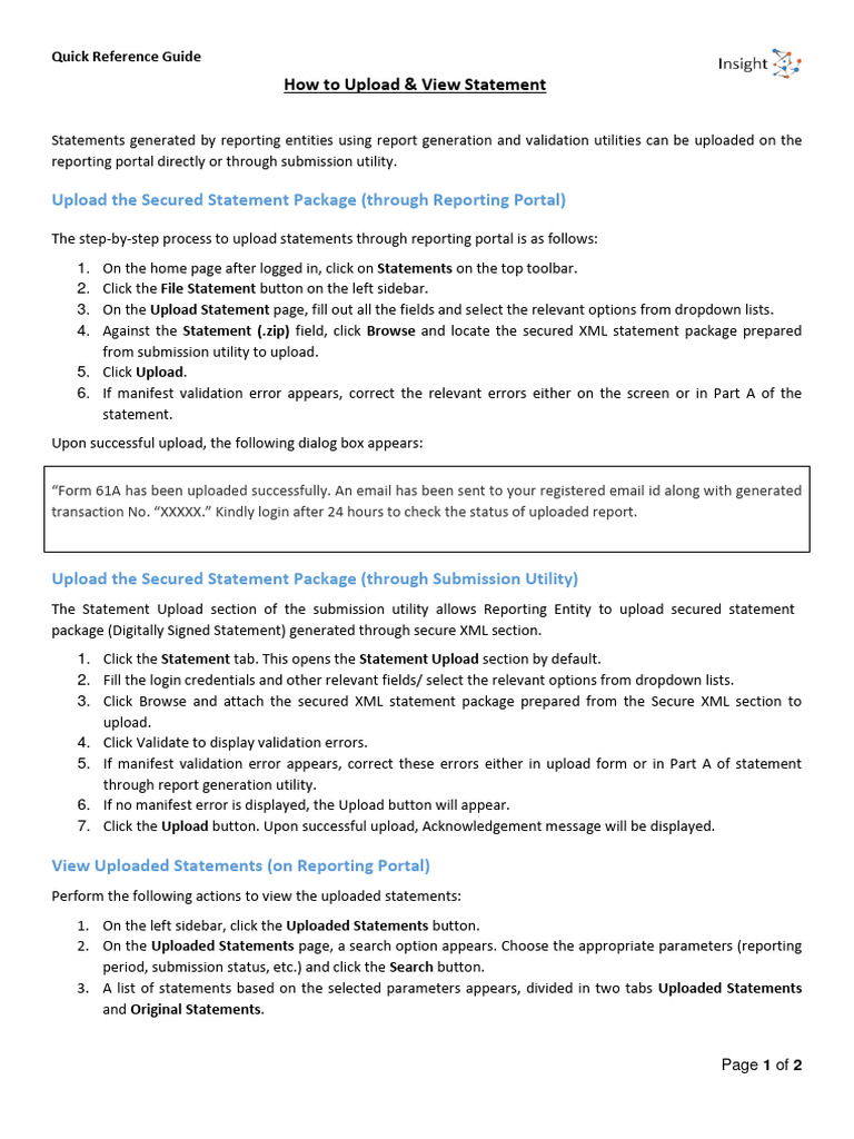 Uploading and Viewing Statements Guide | PDF | World Wide Web ...