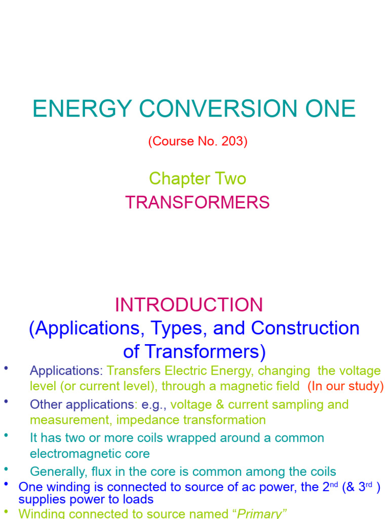 Lecture Slide Single Phase Transformer Part I Pdf Transformer Electric Power Distribution