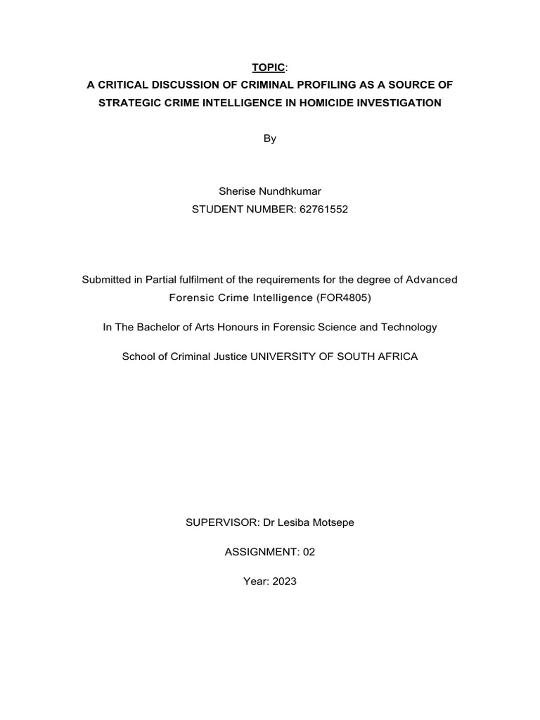 Assignment 3 Pdf Offender Profiling Forensic Science