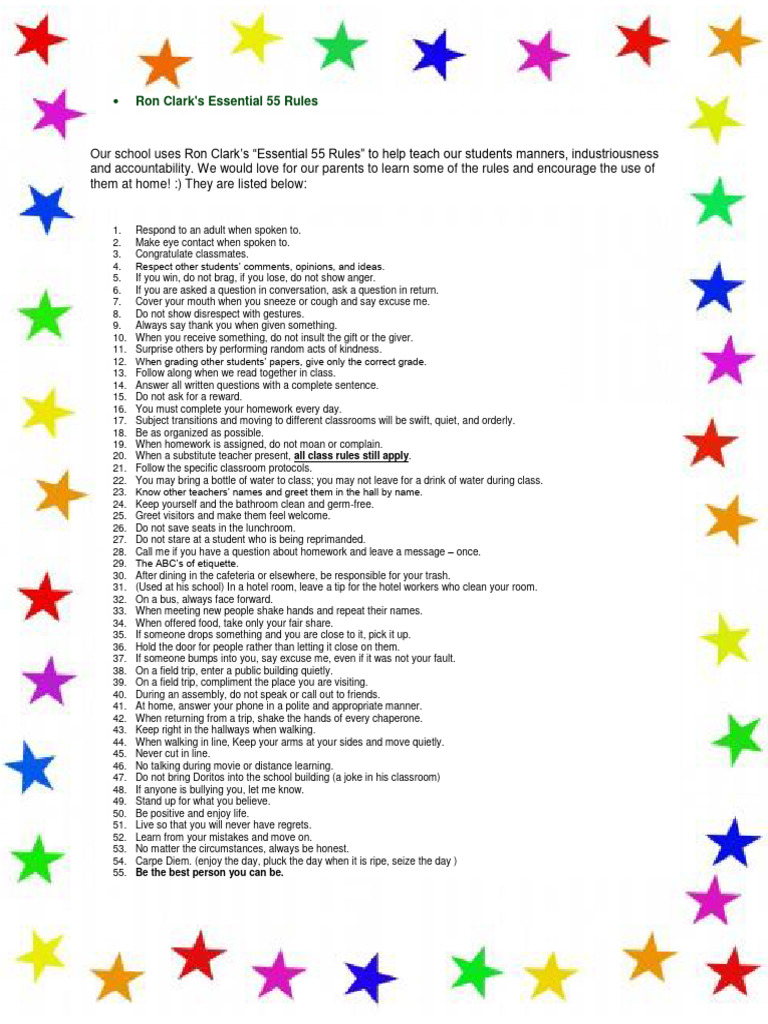 Ron Clark's Essential 55 Rules Guide | PDF