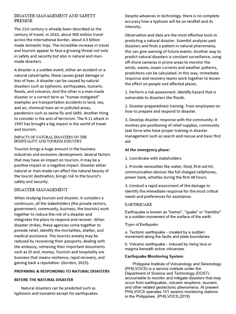 Disaster Management and Safety Strategies | PDF | Natural Disasters ...
