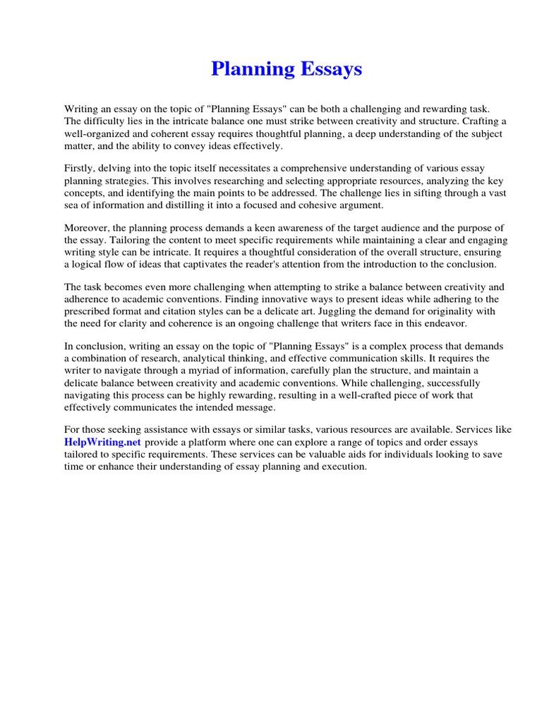 Planning Essays | PDF | Essays