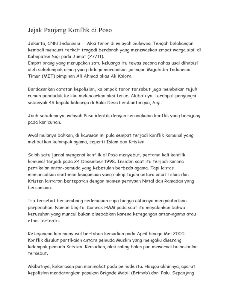 Jejak Panjang Konflik Di Poso | PDF