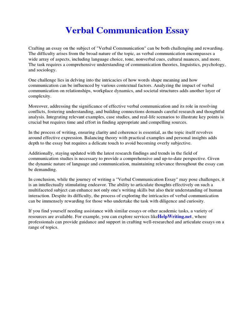 Verbal Communication Essay Guide | PDF | Communication | Linguistics