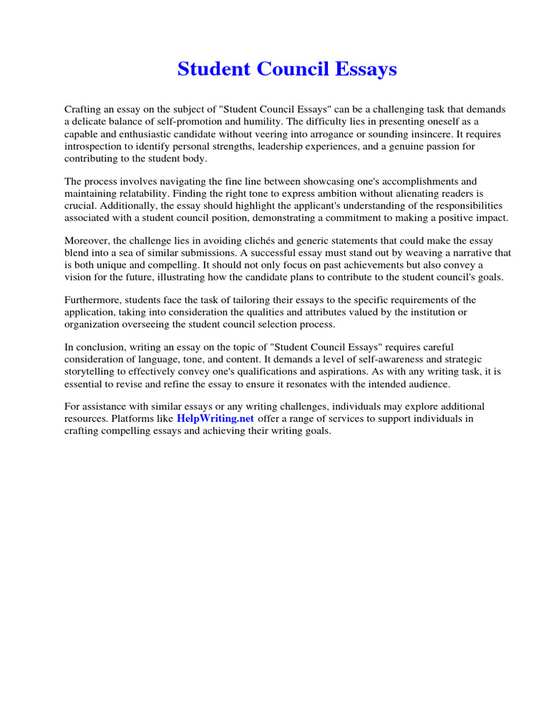 Student Council Essays | Download Free PDF | Zoo | Essays