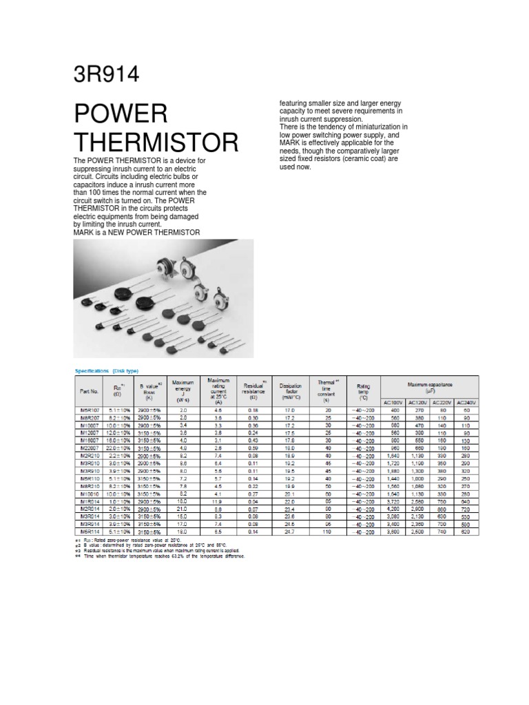 3R914 Termistor Datasheet | PDF