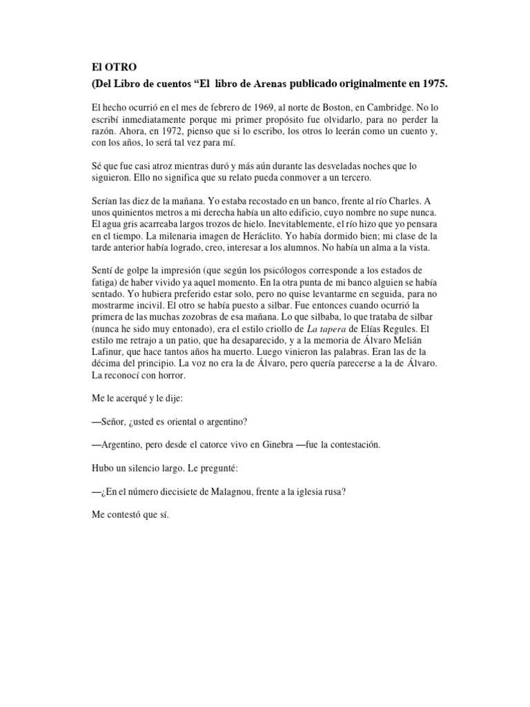 El Otro 1975 Jorge Luis Borges | PDF | Novela negra, policíaca y ...