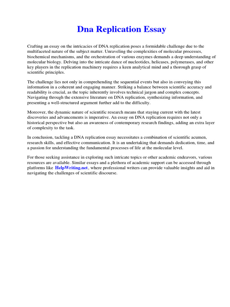 Dna Replication Essay | PDF | Sodium Chloride | Chemistry