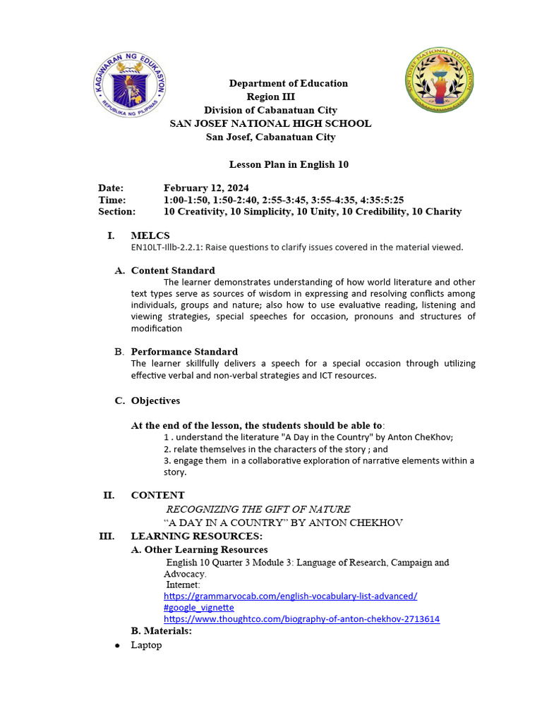 A Day in The Country DLP | PDF | Learning | Educational Technology