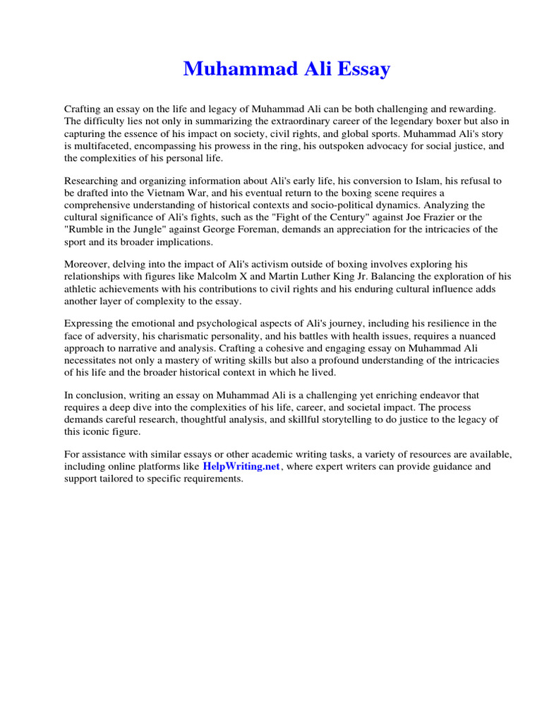 Muhammad Ali Essay | PDF | Elephant | Margaret Sanger