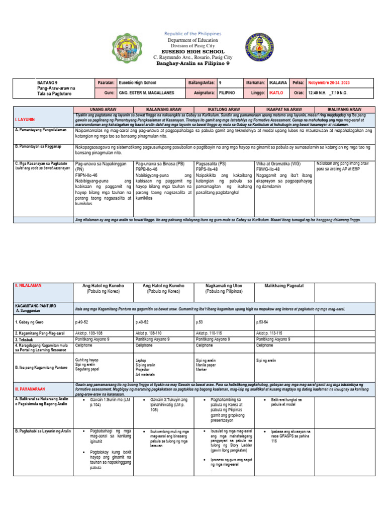 Fil 9 DLL - Ikalawang Markahan | PDF
