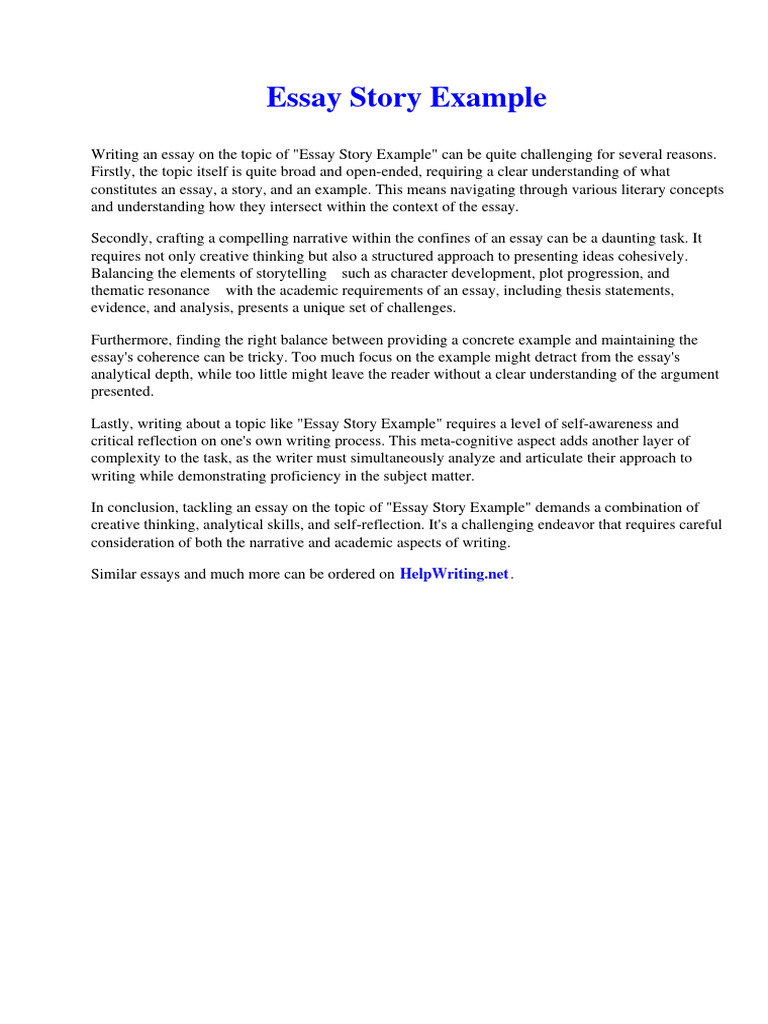 Essay Story Example | PDF | Essays