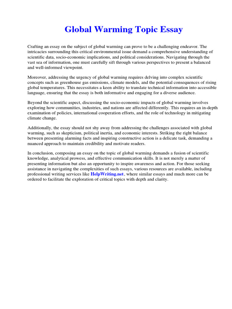 Global Warming Essay Guide | PDF | Rainbow | Yellow Fever