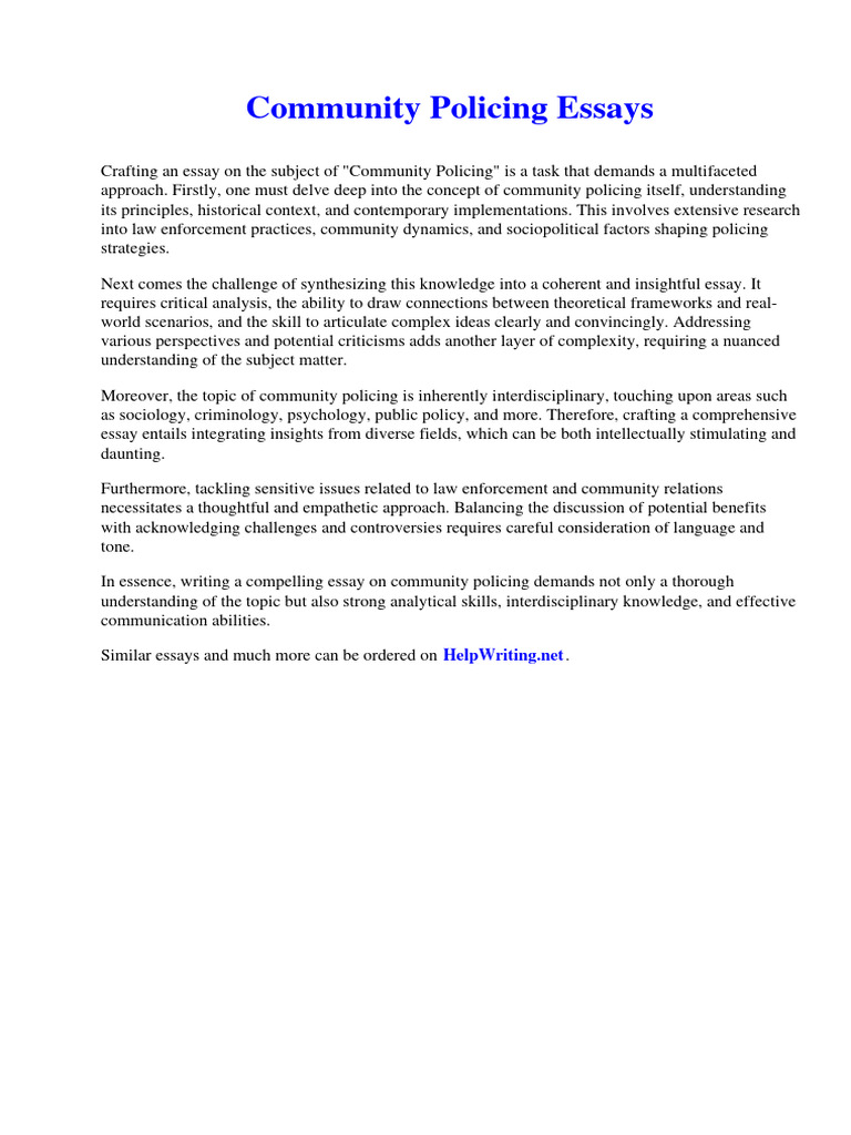 Community Policing Essays | PDF | Sister Carrie
