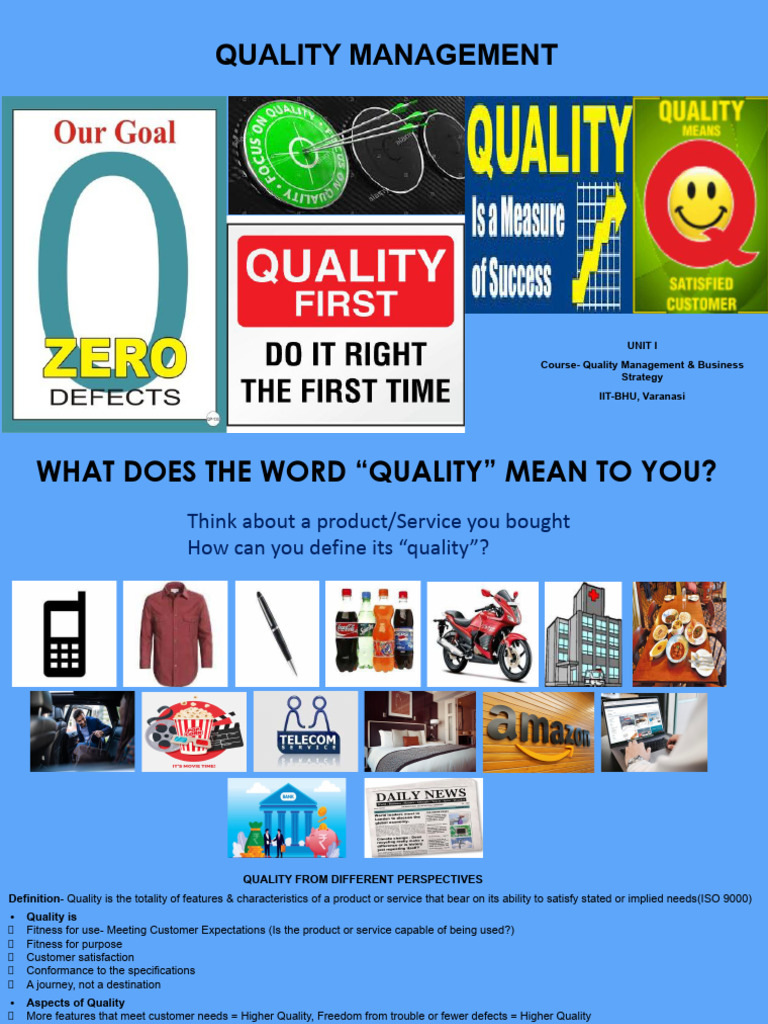Course Unit 1 Quality Management Jan 2024 | PDF | Quality (Business ...