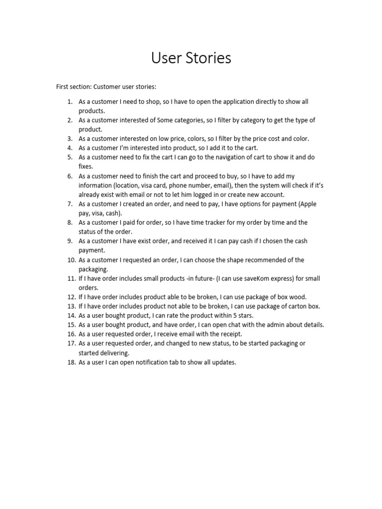 User Stories | PDF | Visa Inc. | Cash