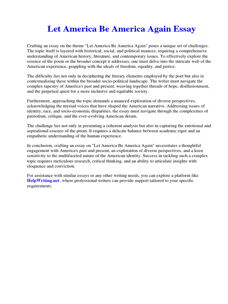 Let America Be America Again Essay | PDF | Electrical Network | Complex ...