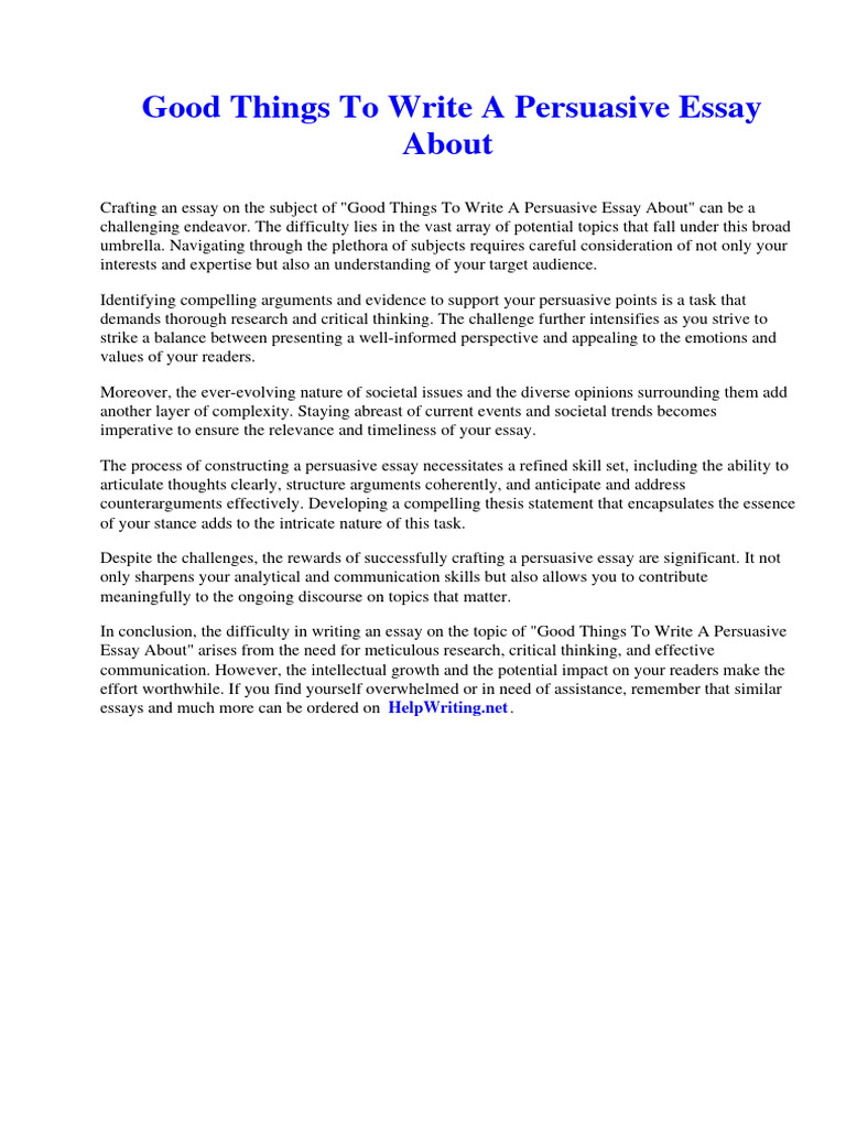 Good Things To Write A Persuasive Essay About | PDF | German Empire ...