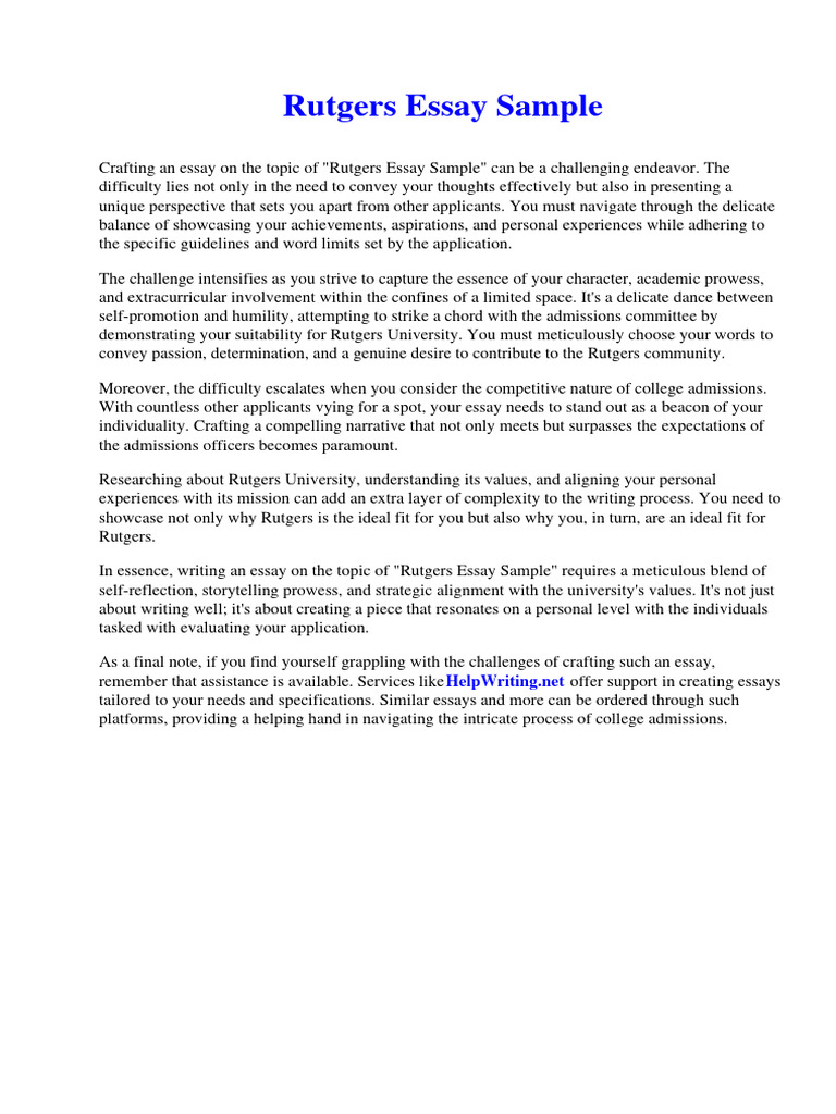 Rutgers Essay Sample | PDF | Justice | Crime & Violence