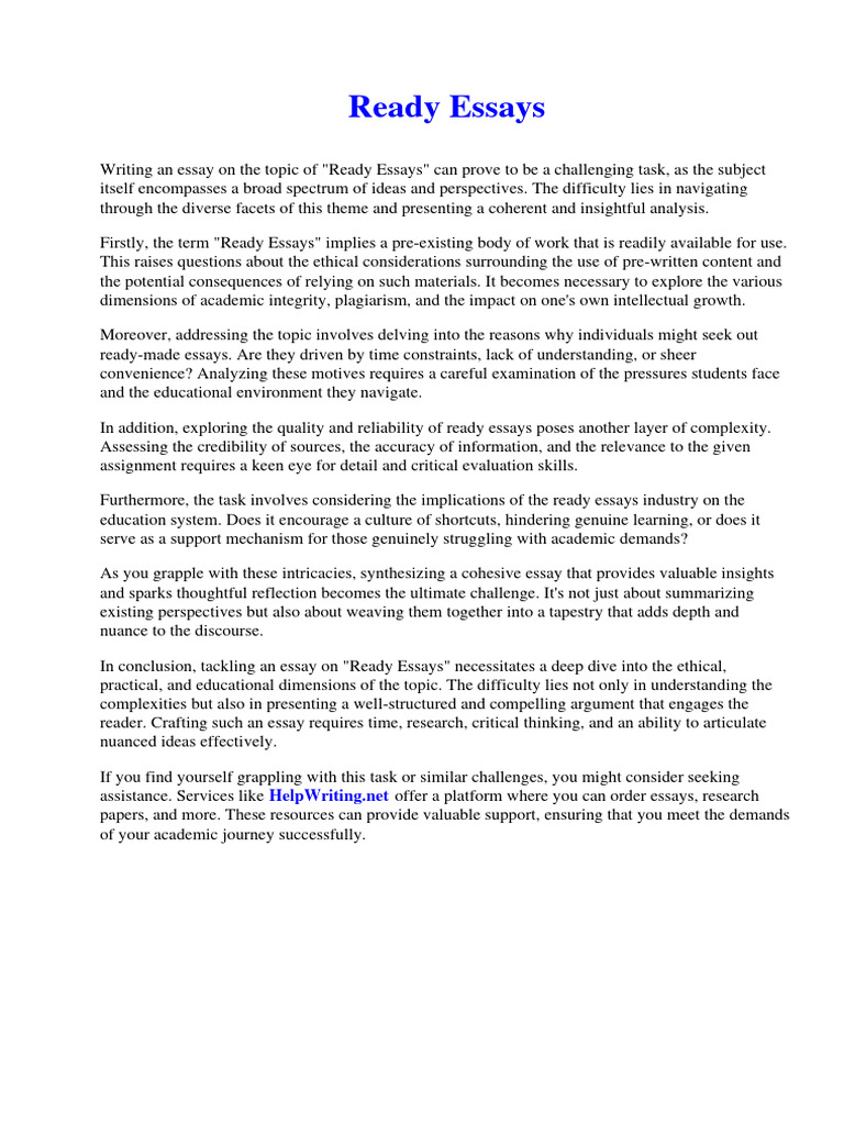 Ready Essays | Download Free PDF | Essays | China