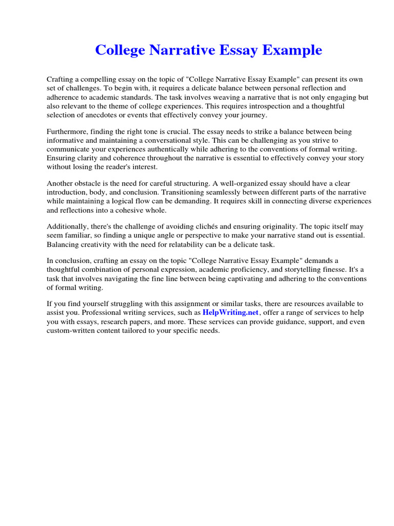 College Narrative Essay Example | PDF | Affect (Psychology) | Audio ...