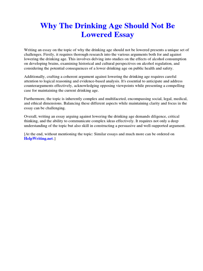 Why The Drinking Age Should Not Be Lowered Essay | PDF | Fed Ex | Virus
