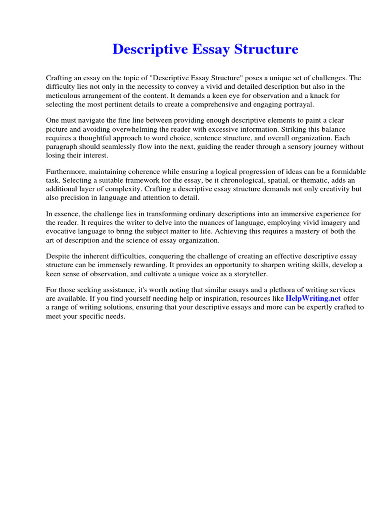 Descriptive Essay Structure | PDF | Idea | Cognition