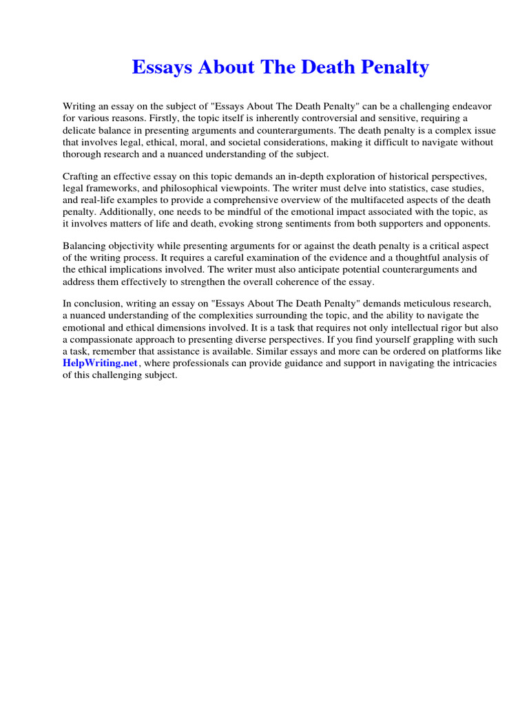 Essays About The Death Penalty | PDF | Phobia | Anxiety
